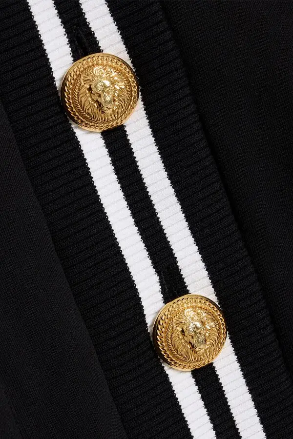 Balmain Striped Cottonfleece Cardigan