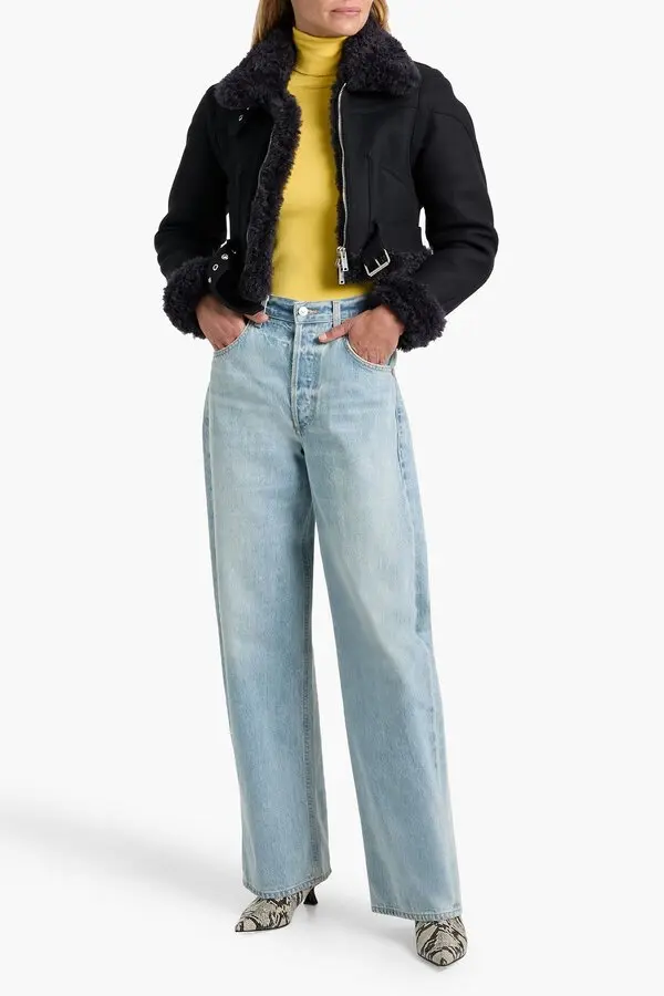 Stella McCartney Cropped Plushtrimmed Woolfelt Jacket
