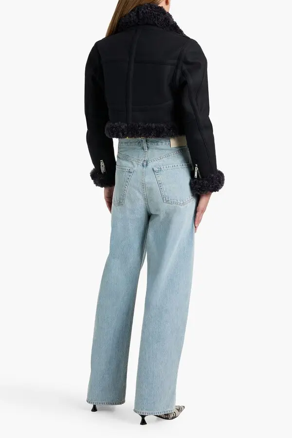 Stella McCartney Cropped Plushtrimmed Woolfelt Jacket