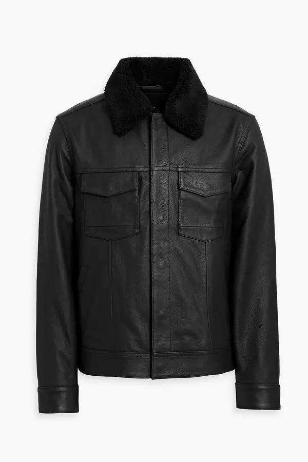 Paige Pedro Shearlingtrimmed Leather Jacket - Black
