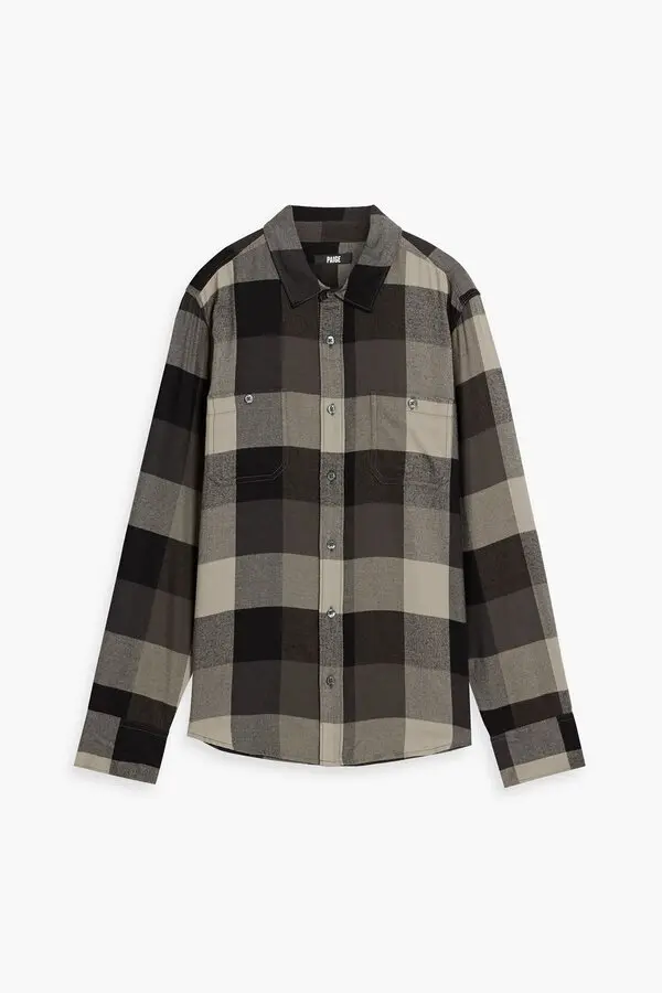 Paige Everett Checked Cottonblend Flannel Shirt - Dark Gray