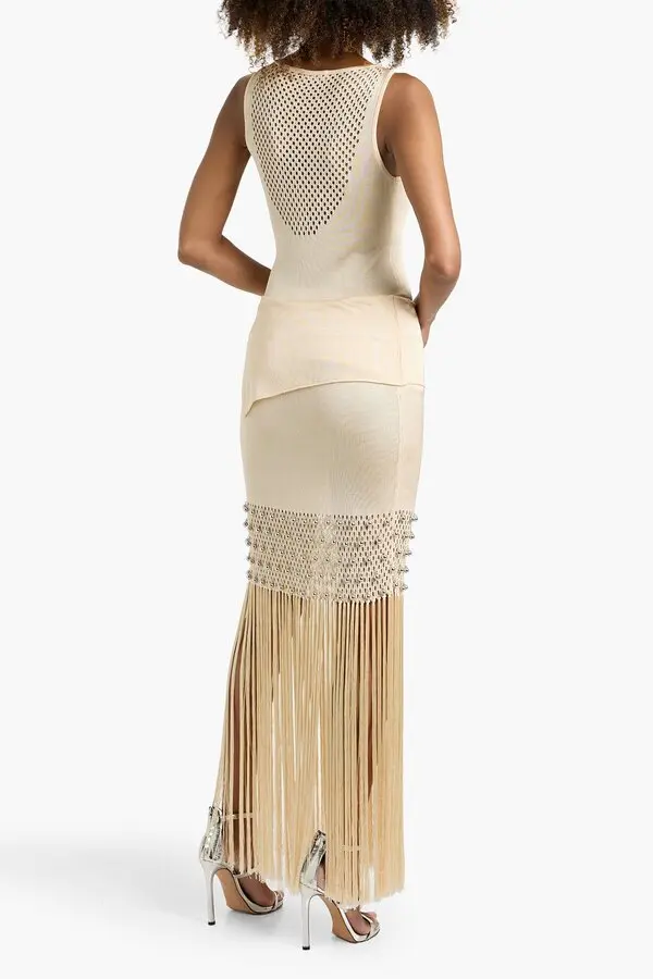 Rabanne Fringed Knitted Maxi Skirt