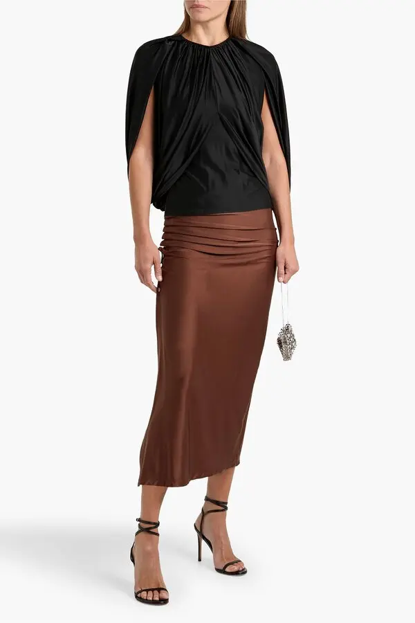 Rabanne Ruched Stretchjersey Midi Skirt