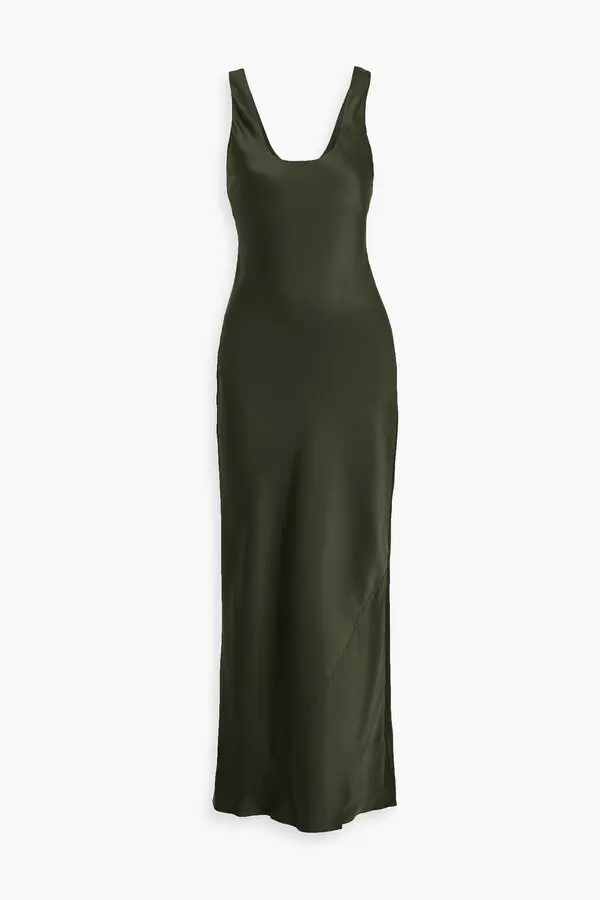 ANINE BING Camille Silkcharmeuse Maxi Dress - Dark Green