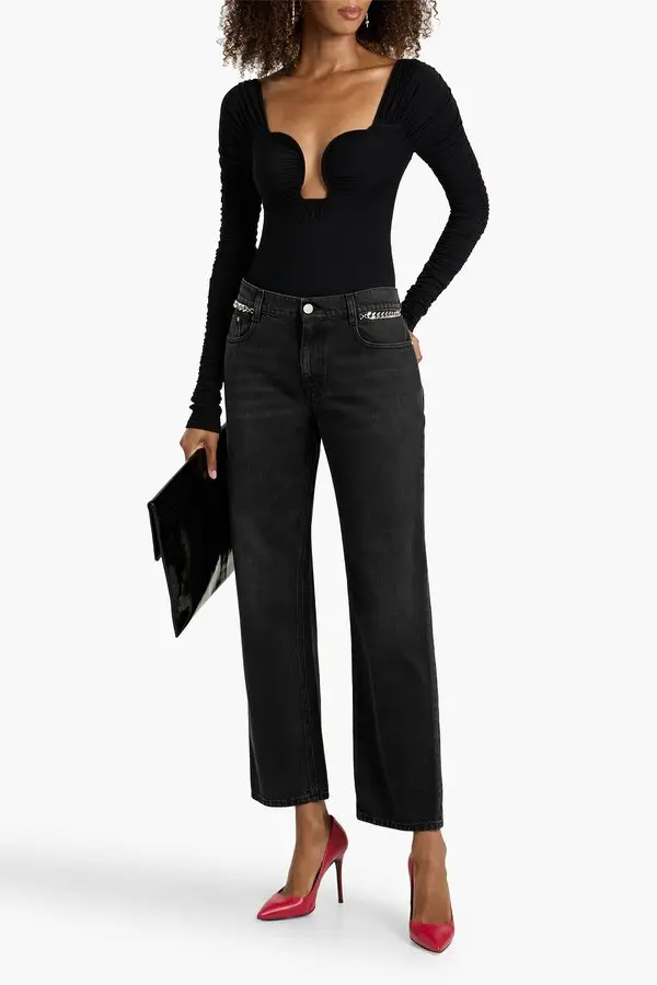 Stella McCartney Chain-embellished High-rise Straight-leg Jeans