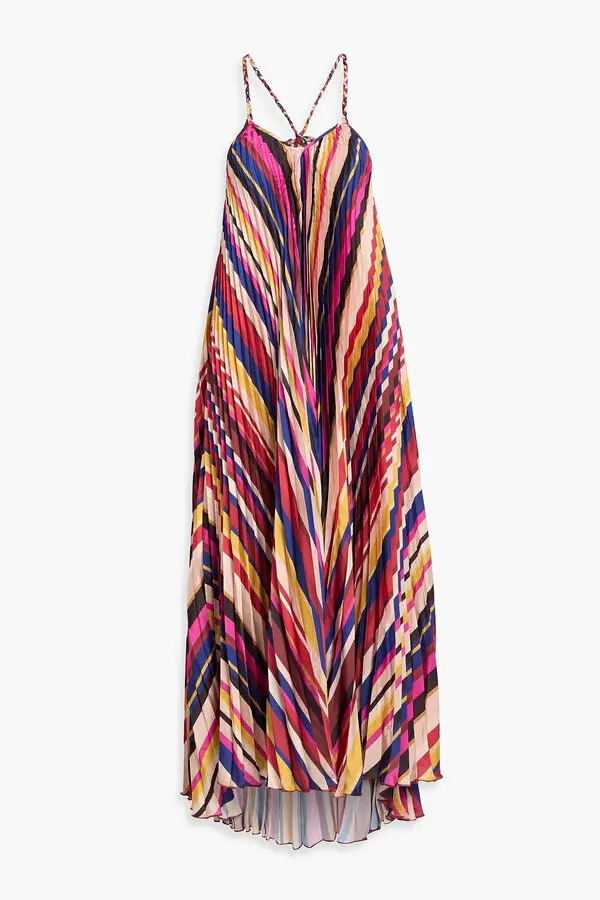 Farm Rio Striped Plissécrepe De Chine Maxi Dress - Royal Blue