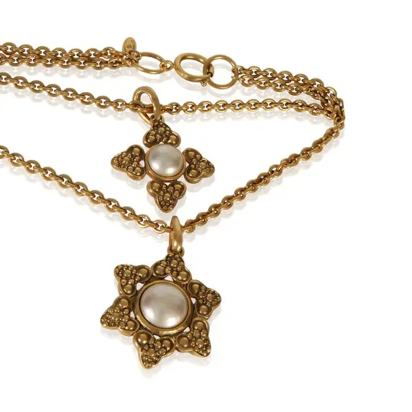 Chanel Gold-plated Faux Pearl Pendant Necklace