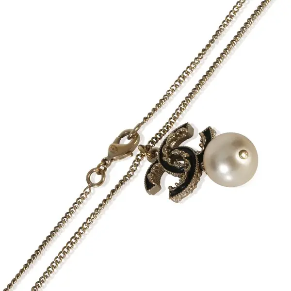 Chanel Gold-plated 2014 Black Enamel Cc Pendant