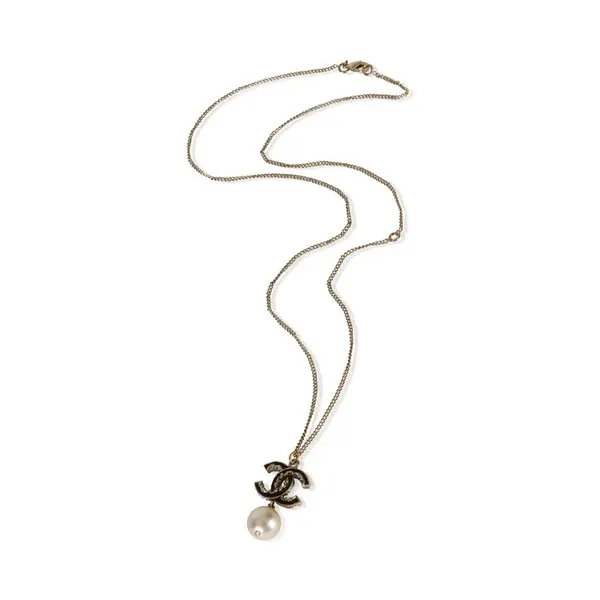 Chanel Gold-plated 2014 Black Enamel Cc Pendant