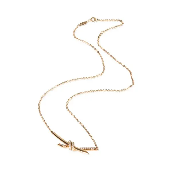Tiffany & Co. Rose Gold Diamond Knot Necklace