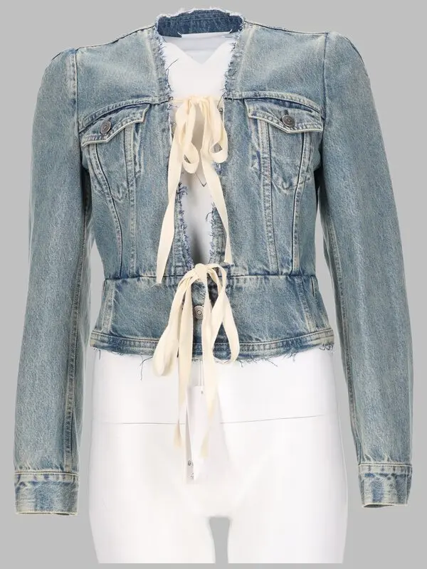 MAISON MARGIELA Jacket With Front Tie Detail - Denim