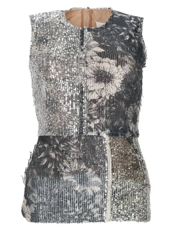 MAISON MARGIELA Top Floreale Con Paillettes - Grey