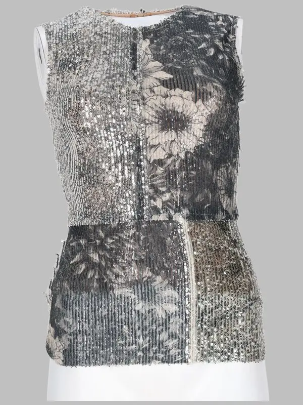 MAISON MARGIELA Sleeveless Floral Sequin Top