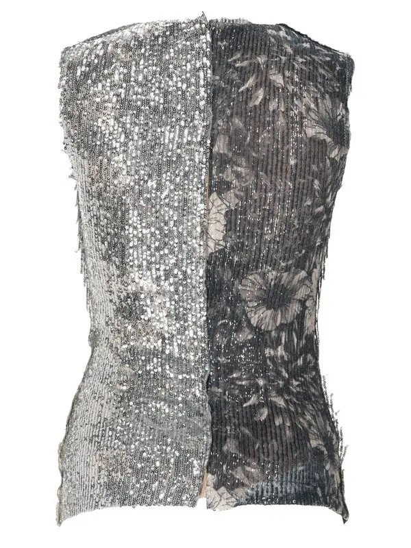 MAISON MARGIELA Sleeveless Floral Sequin Top