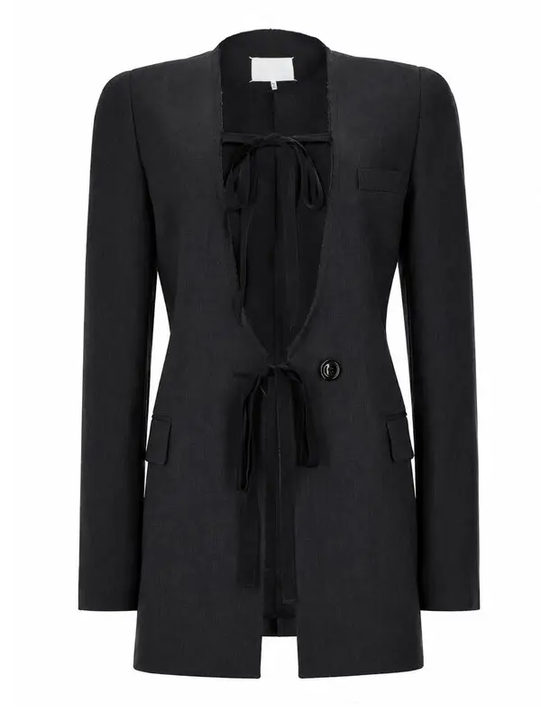 MAISON MARGIELA Giacca In Lana Gessata - Black