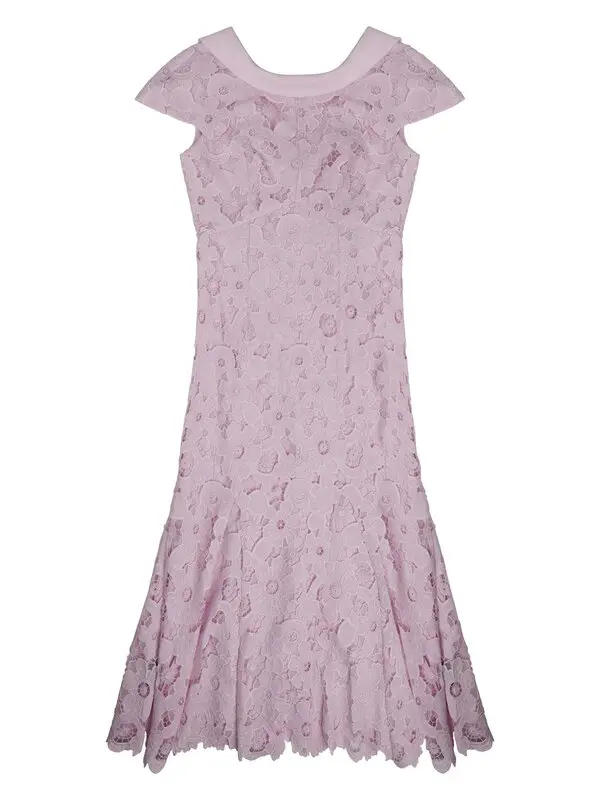 SELF-PORTRAIT Abito Midi In Pizzo Con Schiena Scoperta - Pink