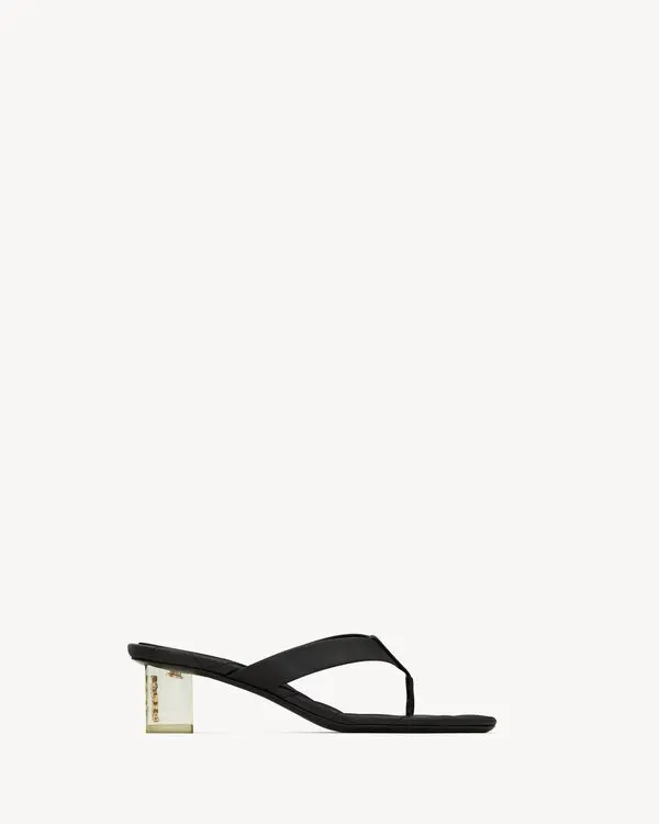 Saint Laurent Sip Sandals In Smooth Leather - Black