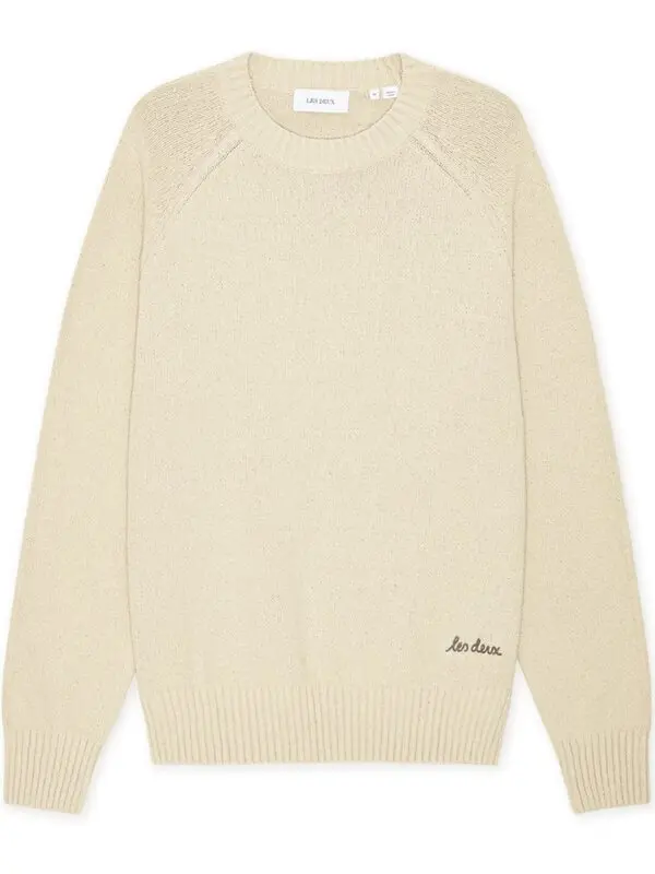 LES DEUX Cotton Polyester Blend Crew Neck Sweater