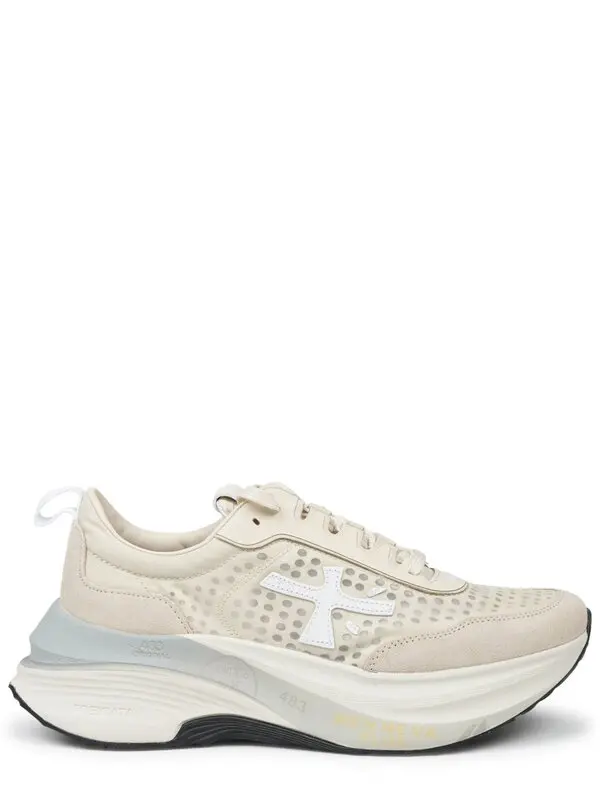 Premiata Hill Leather-trim Sneaker - Beige