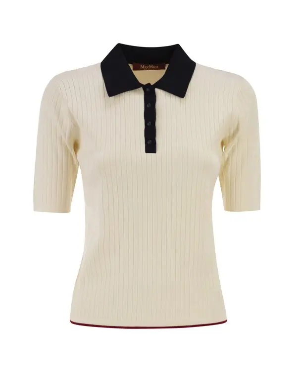 Max Mara Ribbed Knit Polo Shirt - White