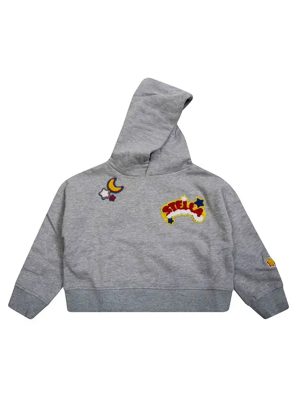 Stella McCartney Mini Hoodie With Embroidered Floral Details - Grigio