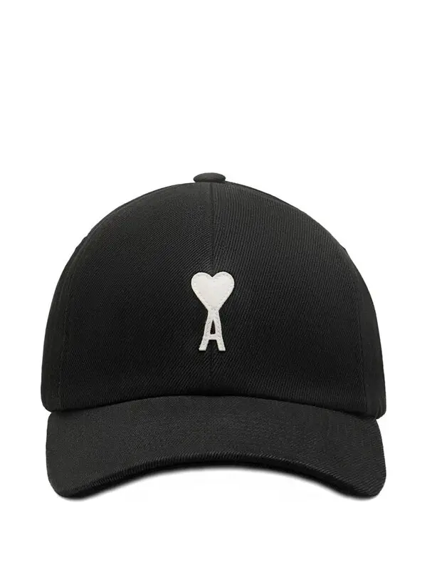 AMI Paris Cotton Cap With Embroidered Logo - Black