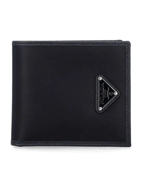Prada Tech Wallet With Calf Leather Trim - Nero