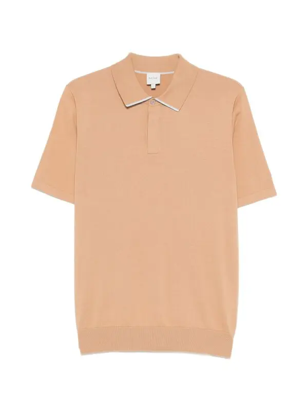 Paul Smith Button-up Ribbed Knit Short Sleeve Polo - Beige