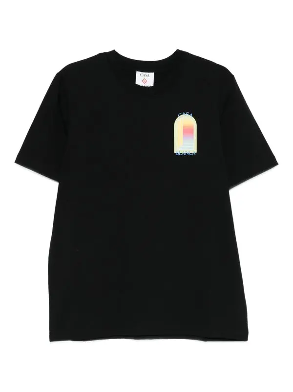 Casablanca Chest Graphic Straight Hem Cotton T-shirt - Nero