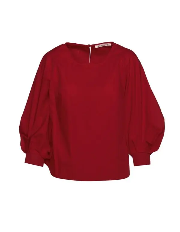 CONQUISTA Burgundy Top With Bishop Sleeves - Red