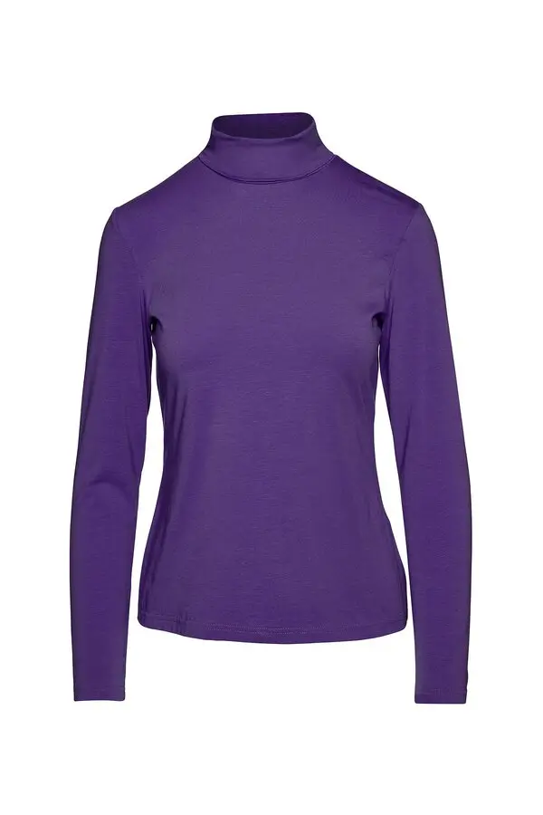 CONQUISTA Lilac Turtle Neck Top In Sustainable Fabric - Purple