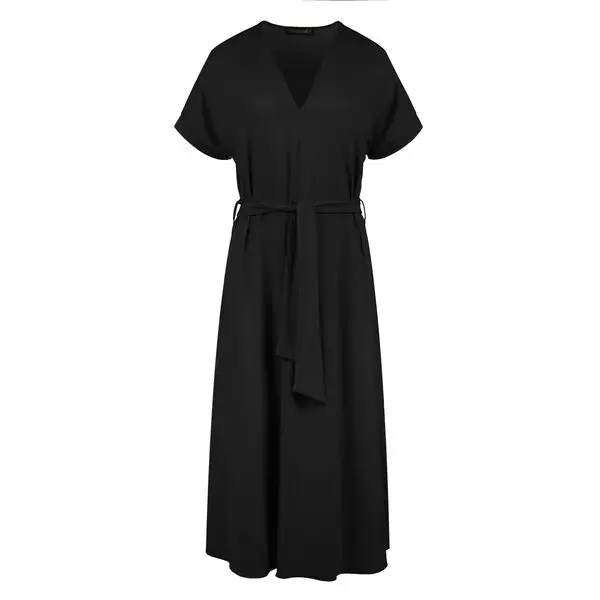 CONQUISTA Belted Midi Dress