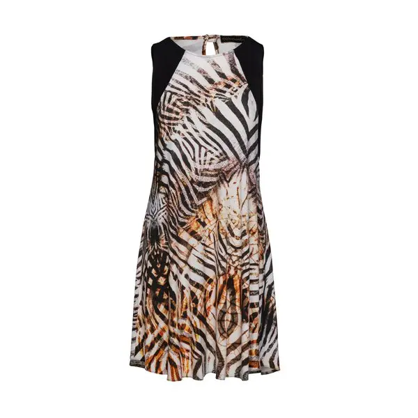 CONQUISTA A Line Animal Print Dress - Black