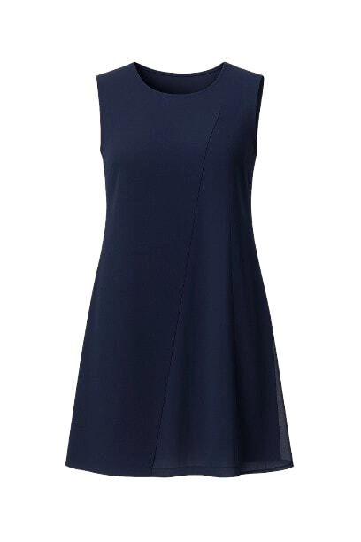 CONQUISTA Sleeveless Sheer Detail Dress - Blue