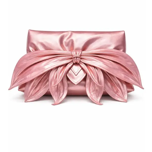 JULIA ALLERT Petal Metallic Faux Leather Evening Clutch Bag - Pink