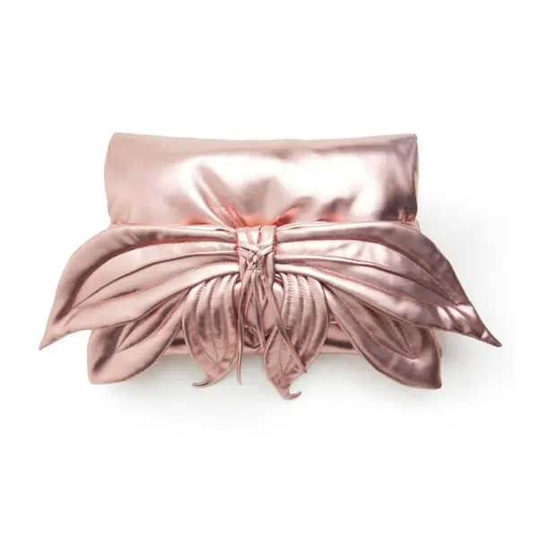 JULIA ALLERT Petal Metallic Faux Leather Clutch Bag - Pink