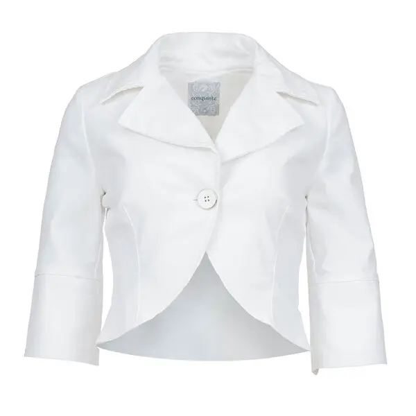 CONQUISTA Elegant Cropped Jacket With Unique Button Detailing