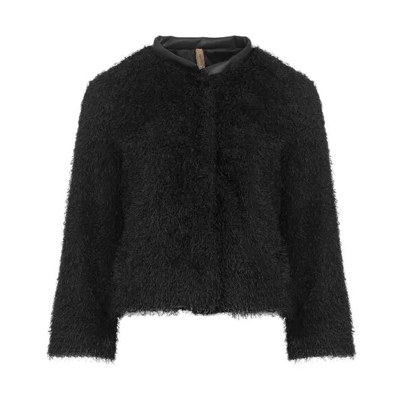 CONQUISTA Bolero With Leather Look Detail - Black