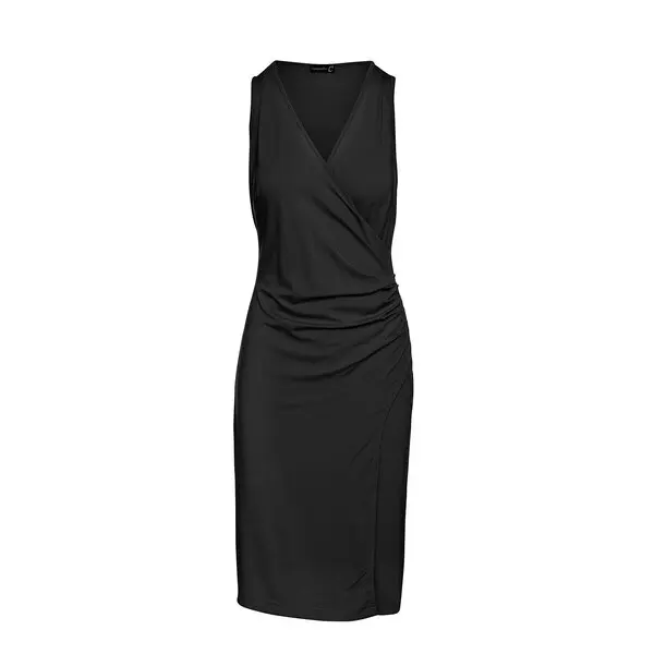 CONQUISTA Wrap Style Sleeveless Dress - Black