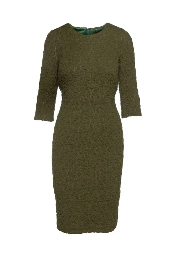 CONQUISTA Neutrals Khaki Jacquard Dress Fashion - Yellow