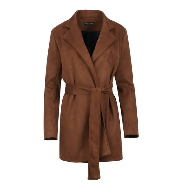 CONQUISTA Suede-look Jacket With Belt - Brown