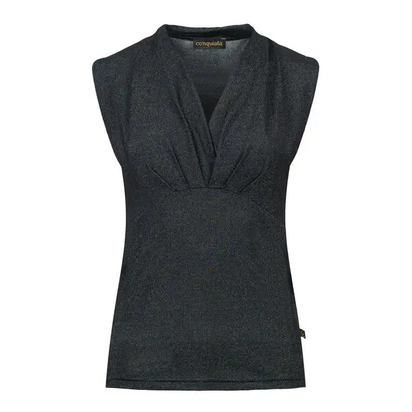 CONQUISTA Faux Wrap Style Sleeveless - Black