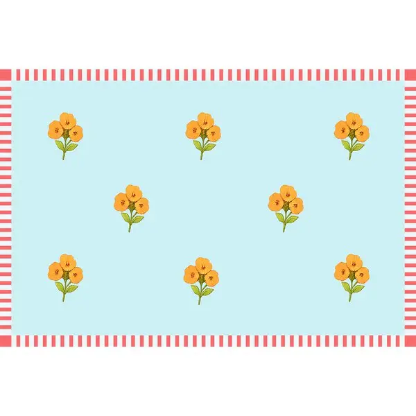 DHARA SHETH, DUBAI Azure Bloom Floral Resort Sarong Powder ,orange ,red - Blue/orange/red