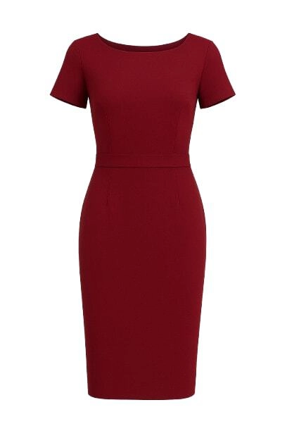 CONQUISTA Burgundy Fitted Cap Sleeve Dress - Red