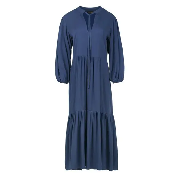 CONQUISTA Navy Midi Dress With Ties