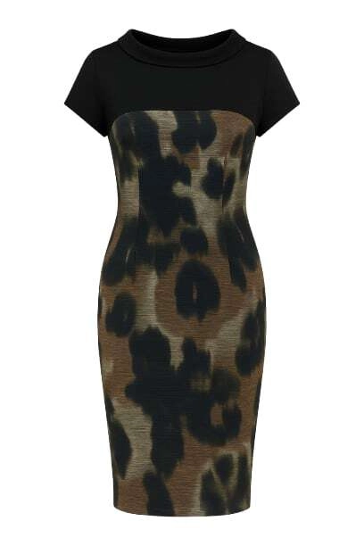CONQUISTA Abstract Print Straight Dress - Brown