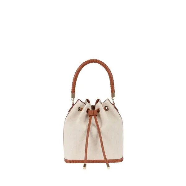 SAONARA BRAND Bucket Bag Linen Caramel Leather