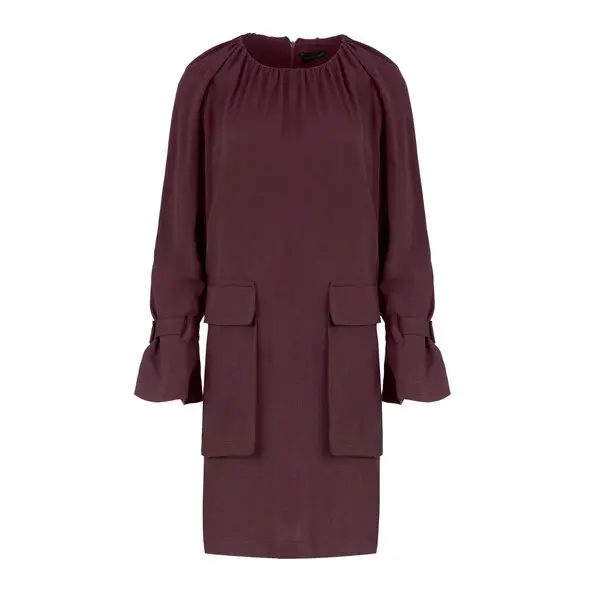 CONQUISTA Burgundy Pocket Detail Tencel Dress - Red