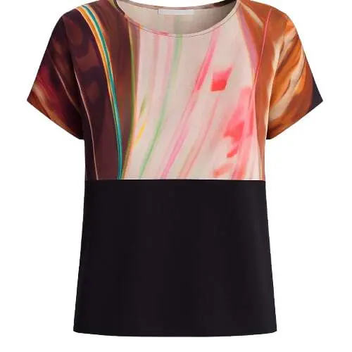CONQUISTA Animal Print Detail Top - Black