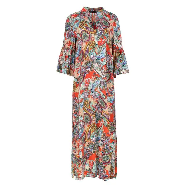 CONQUISTA Paisley Kaftan Style Dress - Orange